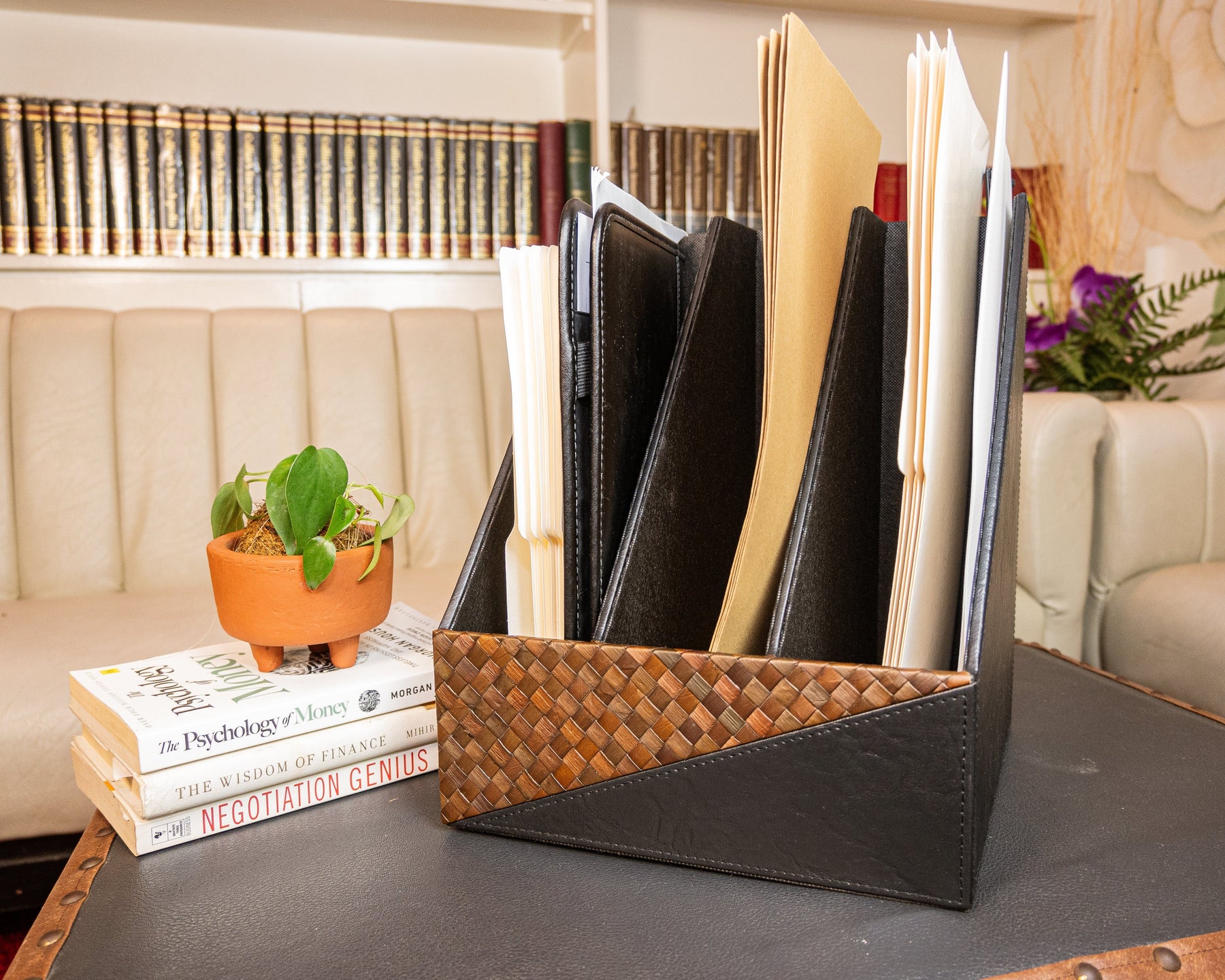 Magazine File Organizer | Multi-Compartment | Quality Faux Leather with ...