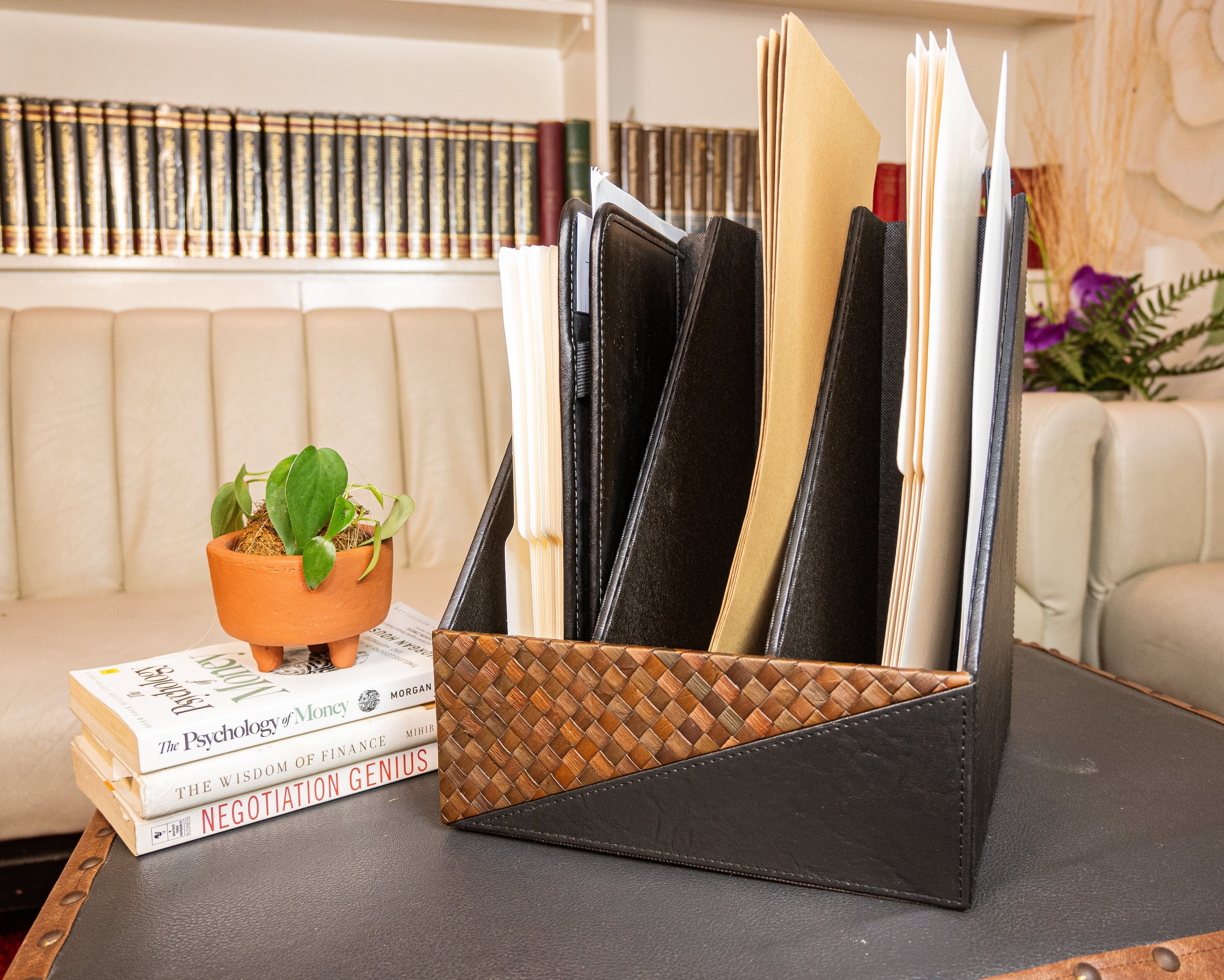 Magazine File Organizer | Multi-Compartment | Quality Faux Leather with ...