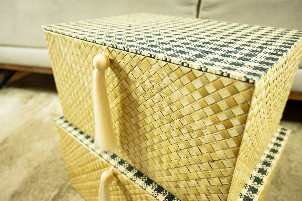 Storage Box Set | Handmade Natural Pandan with Exquisite Checkered ...